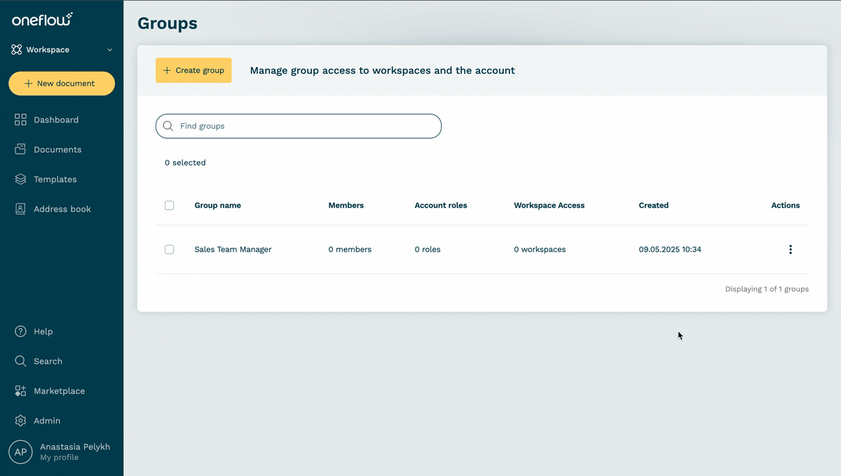 Create a user group – Oneflow Help Center
