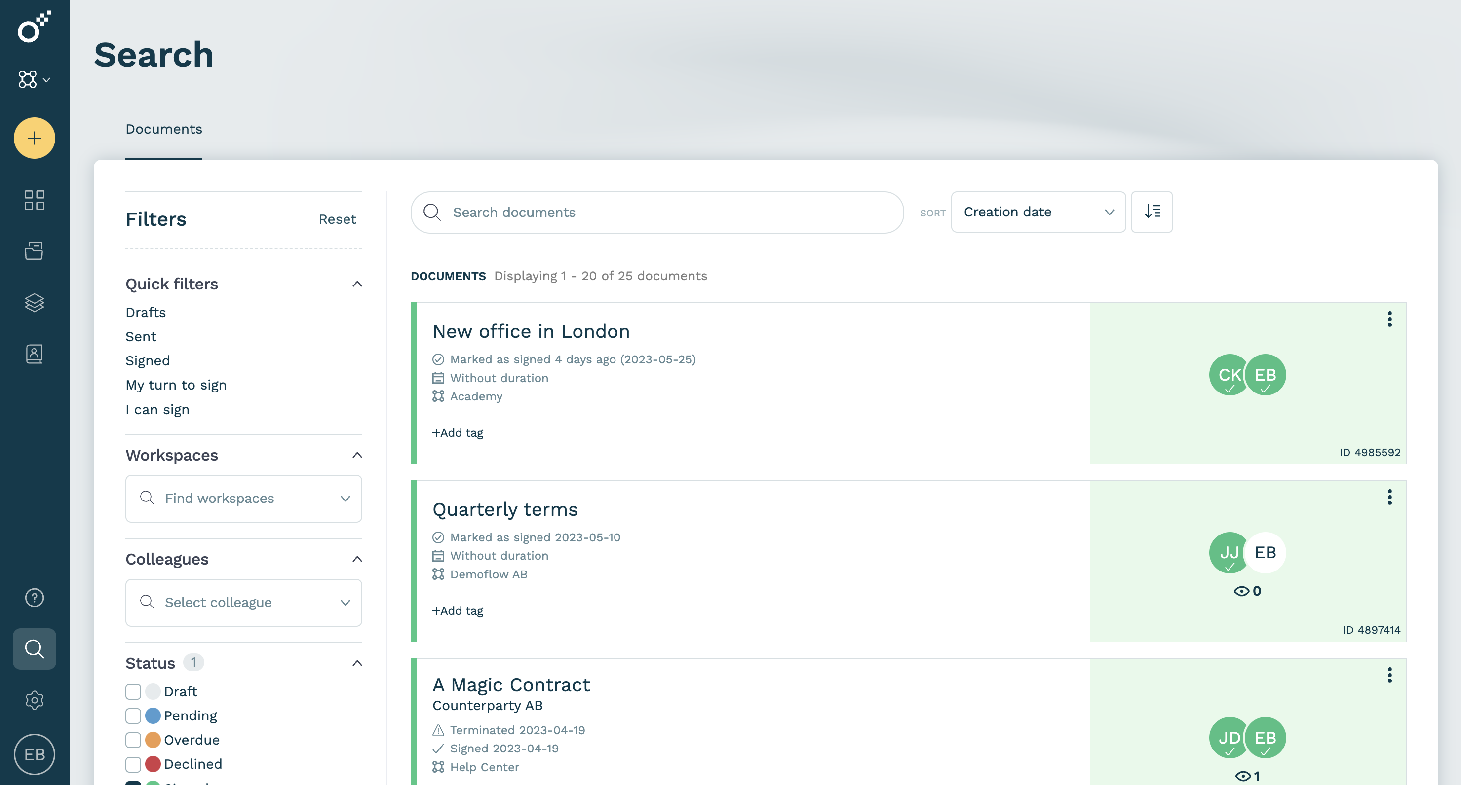 Global search – Oneflow Help Center
