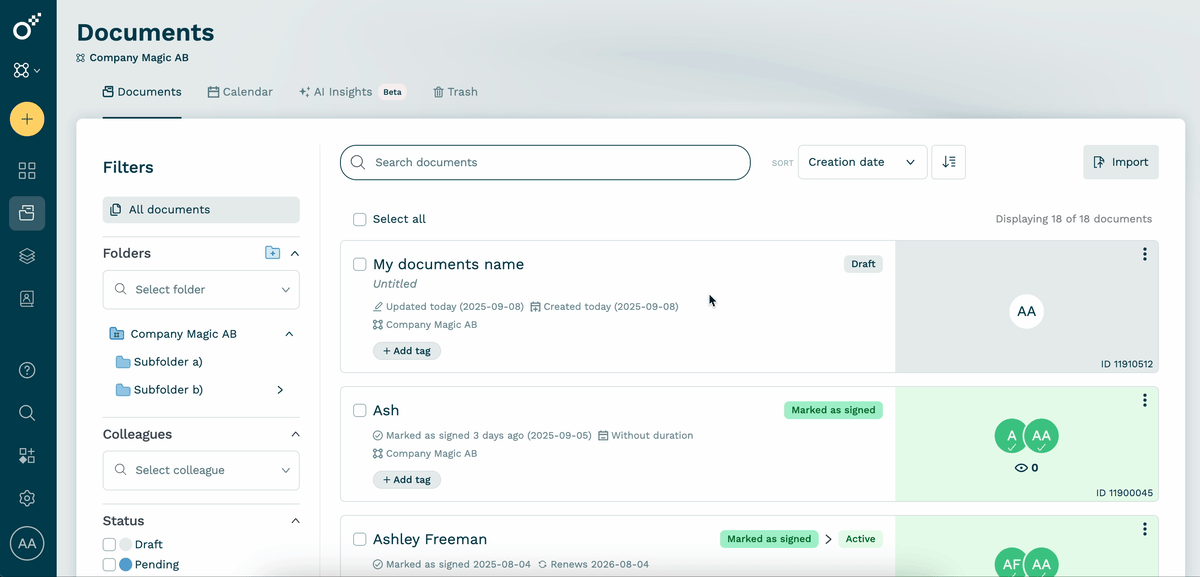 Document name – Oneflow Help Center