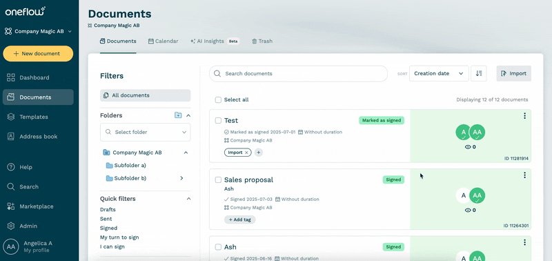 Folders – Oneflow Help Center