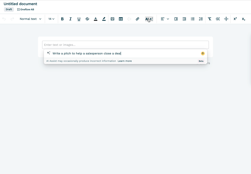 Write with AI (BETA) – Oneflow Help Center