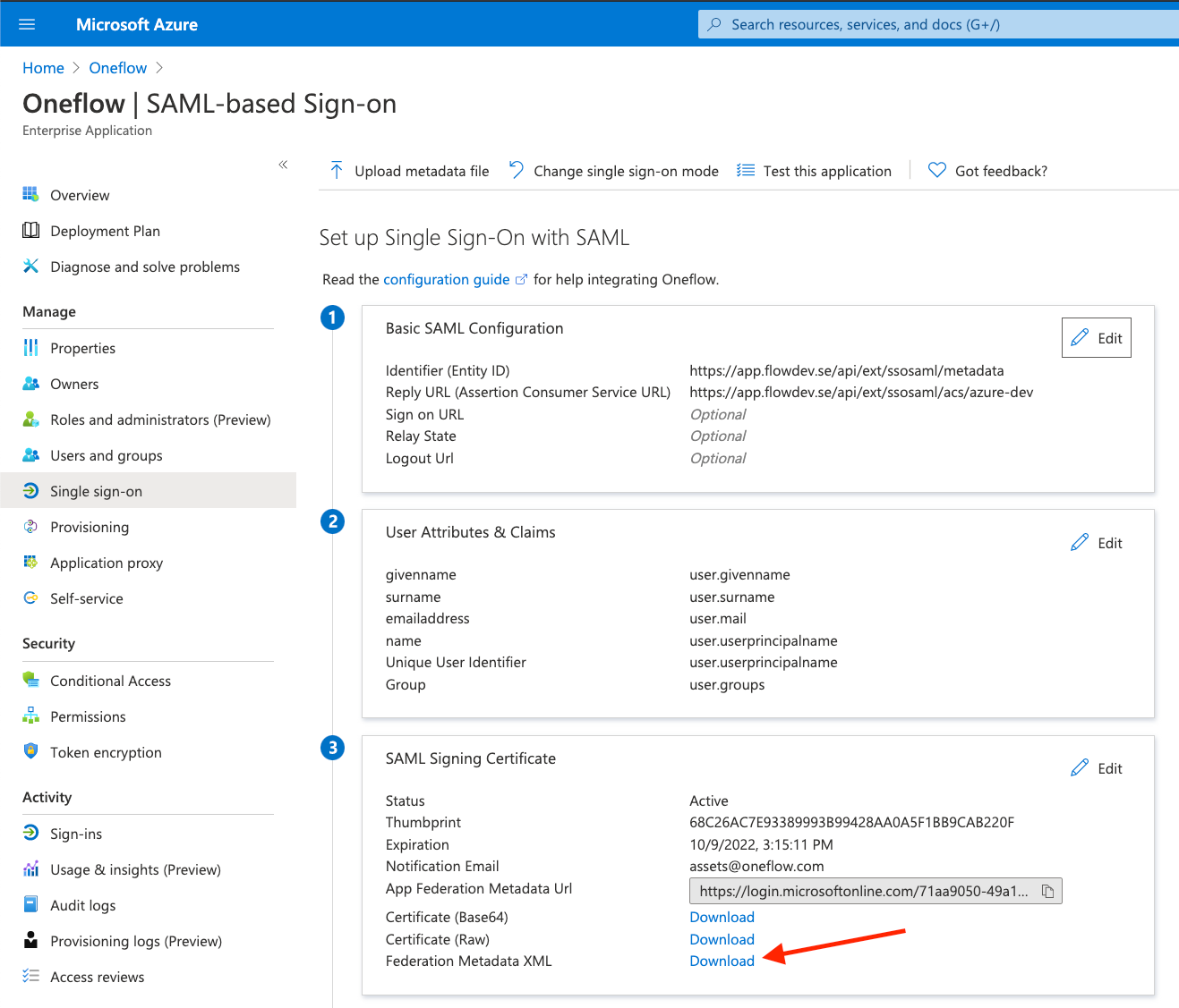 Entra ID SSO setup guide – Oneflow Help Center