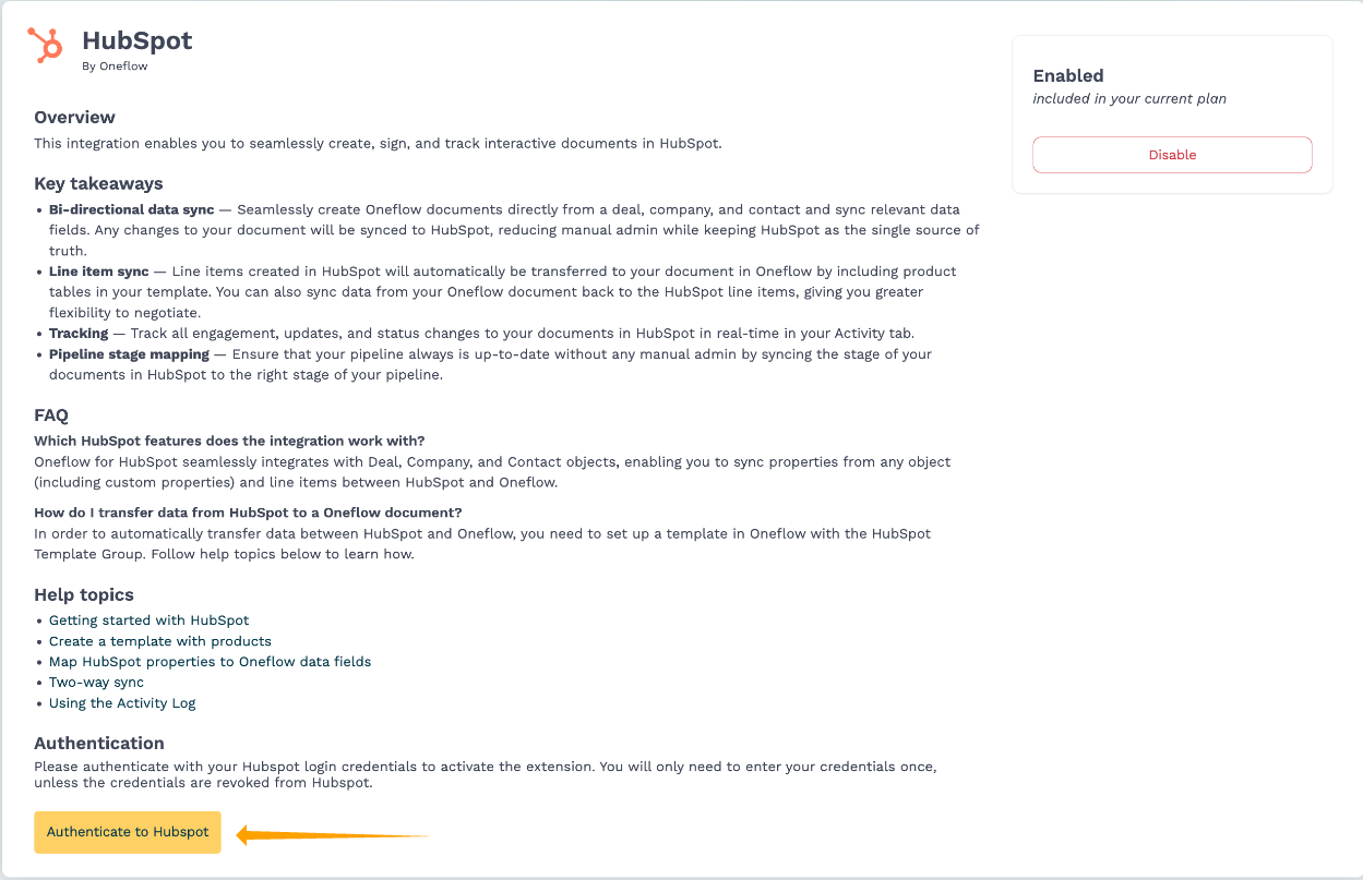 Getting started with HubSpot – Oneflow Help Center