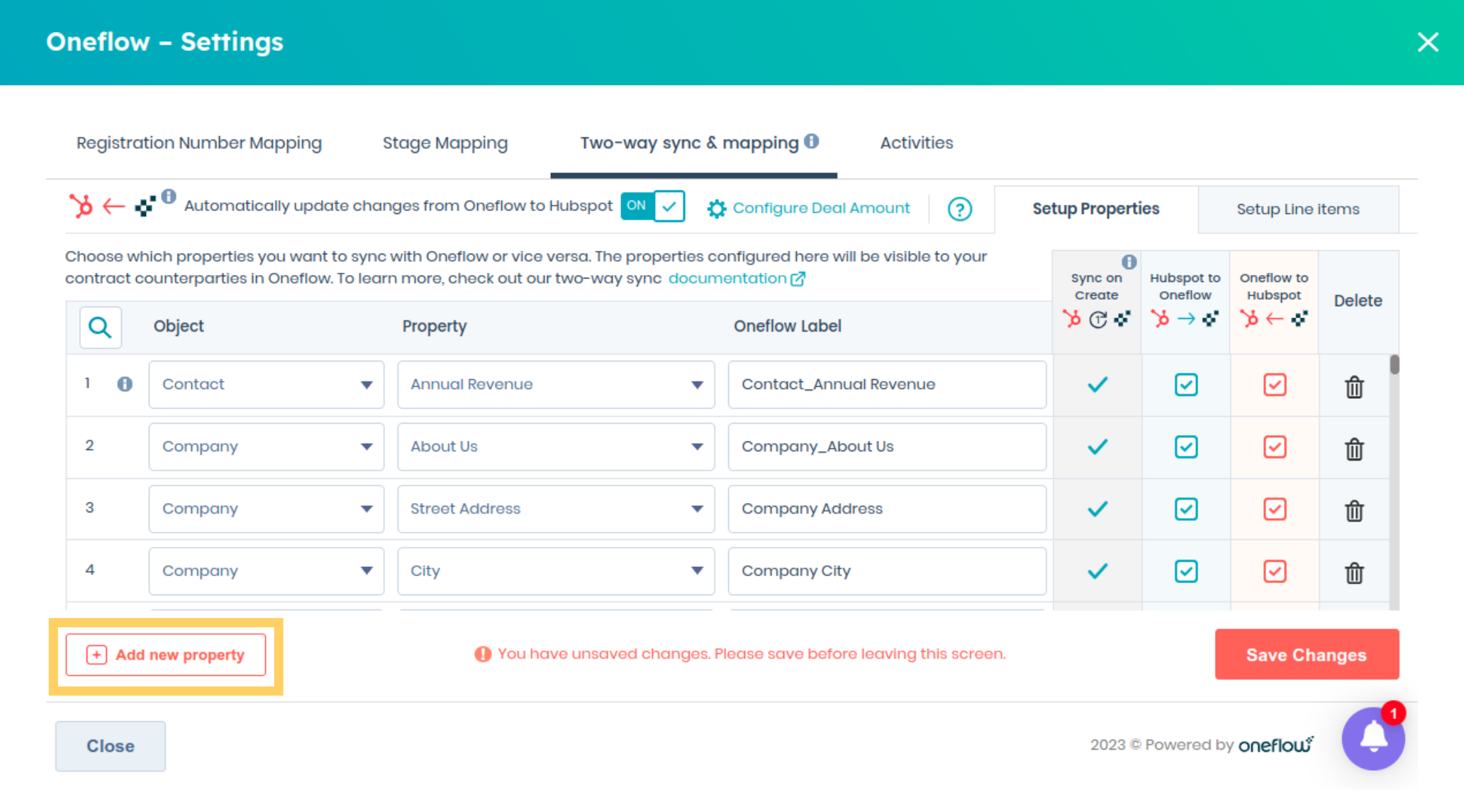 Map HubSpot properties to Oneflow data fields – Oneflow Help Center