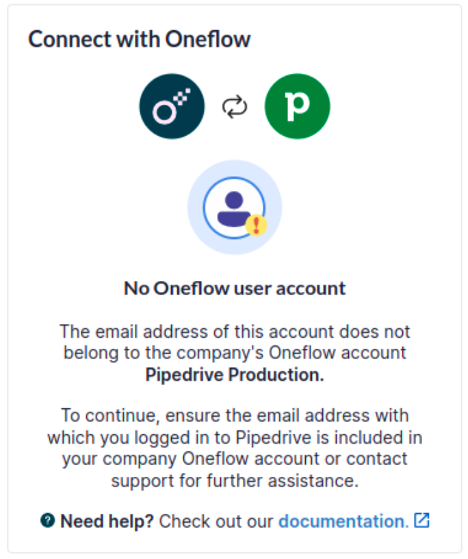Troubleshooting (Pipedrive) – Oneflow Help Center