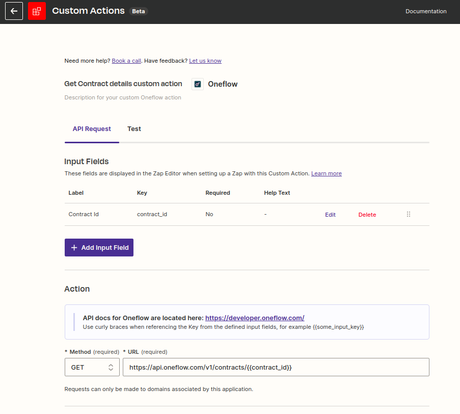 Zapier API requests and custom actions – Oneflow Help Center